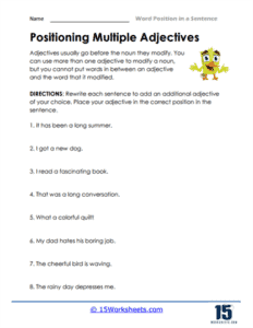 Word Position in a Sentence Worksheets | Grammar Practice - 15 ...