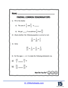 Common Denominators Worksheets | Confidently Convert - 15 Worksheets.com