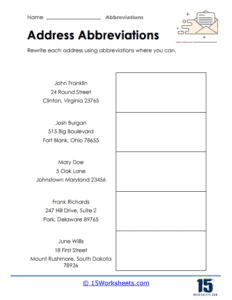 Abbreviations Worksheets - 15 Worksheets.com
