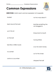 Common Expressions Worksheets | Language - 15 Worksheets.com