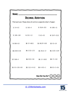 Decimal Addition Worksheets | Improve Number Fluency - 15 Worksheets.com