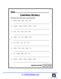 Comparing Decimals Worksheets - 15 Worksheets.com