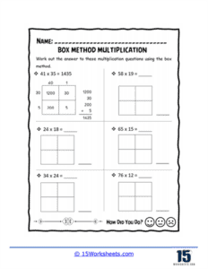 Box Method Multiplication Worksheets - 15 Worksheets.com