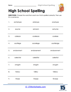 High School Spelling Worksheets - 15 Worksheets.com