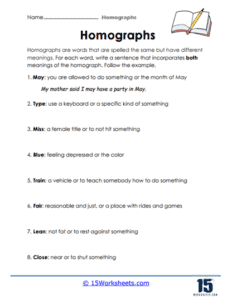 Homograph Worksheets | Multiple Meanings & Usage - 15 Worksheets.com