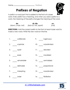 Prefixes Worksheets | Grammar Series - 15 Worksheets.com