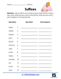 Suffixes Worksheets | Understand Word Endings - 15 Worksheets.com
