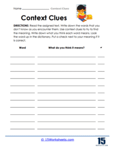Context Clues Worksheets | Infer Meaning - 15 Worksheets.com