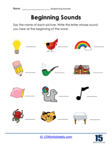 Beginning Sounds Worksheets - 15 Worksheets.com