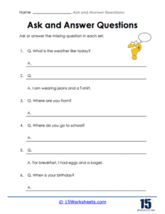 Ask and Answer Questions Worksheets - 15 Worksheets.com