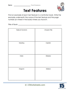 Text Features Worksheets | Visual & Structural - 15 Worksheets.com