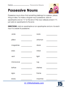 Possessive Nouns Worksheets - 15 Worksheets.com