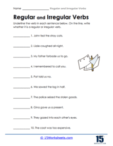 Regular and Irregular Verbs Worksheets | Grammar Series - 15 Worksheets.com