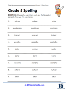 5th Grade Spelling Words Worksheets | Lists & Context - 15 Worksheets.com
