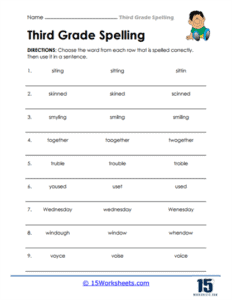 3rd Grade Spelling Words Worksheets | Fun & Effective Practice - 15 ...