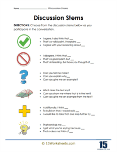 Discussion Stems Worksheets - 15 Worksheets.com