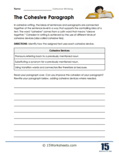 Cohesive Writing Worksheets - 15 Worksheets.com
