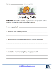 Listening Skills Worksheets - 15 Worksheets.com