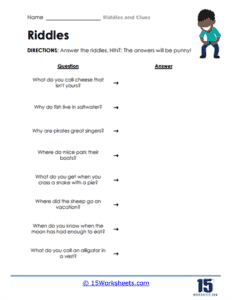 Riddles and Clues Worksheets | Solving a Riddle - 15 Worksheets.com