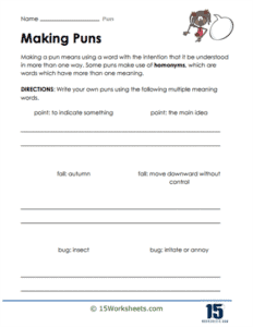 Puns Worksheets - 15 Worksheets.com