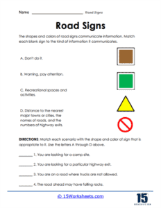 Road Signs Worksheets - 15 Worksheets.com