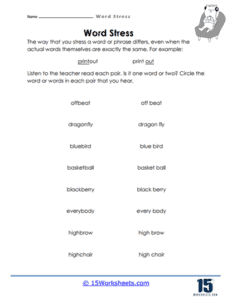 Word Stress Worksheets - 15 Worksheets.com