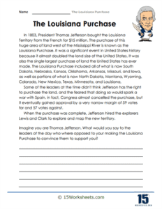 Louisiana Purchase Worksheets | History PDFs - 15 Worksheets.com