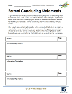 Concluding Statements Worksheets - 15 Worksheets.com