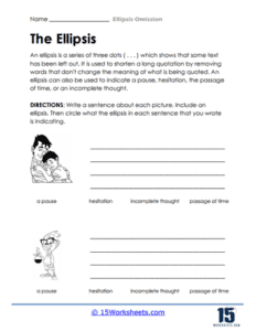 Ellipsis Worksheets | Dramatic Pauses - 15 Worksheets.com