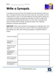 Synopsis Writing Worksheets - 15 Worksheets.com