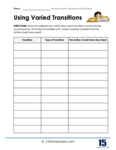 Using Varied Transitions Worksheets - 15 Worksheets.com