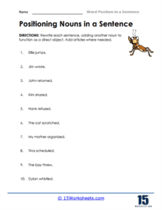 Word Position in a Sentence Worksheets | Grammar Practice - 15 ...