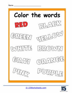 Color Words Worksheets | Early & Advanced Practice - 15 Worksheets.com
