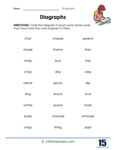 Diagraphs Worksheets | Phonics Resources - 15 Worksheets.com