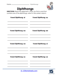 Diphthongs Worksheets - 15 Worksheets.com