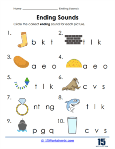 Ending Sounds Worksheets - 15 Worksheets.com