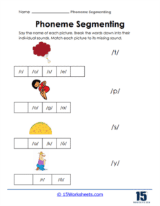 Phoneme Segmenting Worksheets | Phonics - 15 Worksheets.com
