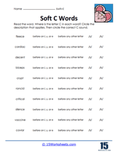 Soft C Worksheets - 15 Worksheets.com