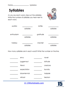 Syllables Worksheets - 15 Worksheets.com
