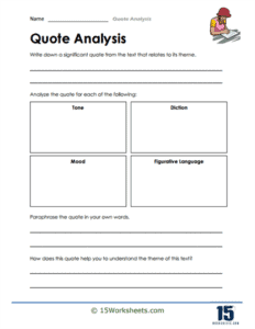 Quote Analysis Worksheets - 15 Worksheets.com