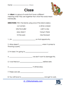 Cloze Worksheets - 15 Worksheets.com