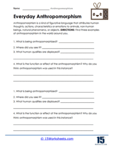 Anthropomorphism Worksheets - 15 Worksheets.com