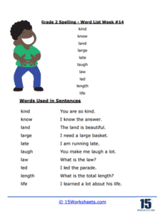 2nd Grade Spelling Words Worksheets | Build Literacy Skills - 15 ...
