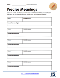 Precise Word Meanings Worksheets - 15 Worksheets.com
