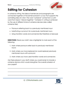 Cohesive Writing Worksheets - 15 Worksheets.com