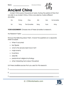 Ancient China Worksheets - 15 Worksheets.com
