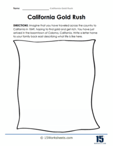 California Gold Rush Worksheets | Prospectors - 15 Worksheets.com