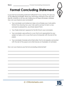 Concluding Statements Worksheets - 15 Worksheets.com