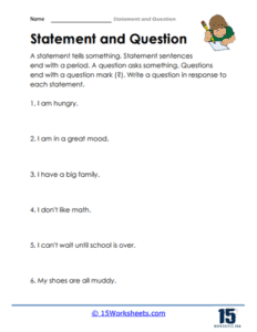 Statements and Questions Worksheets | Create & Engage - 15 Worksheets.com