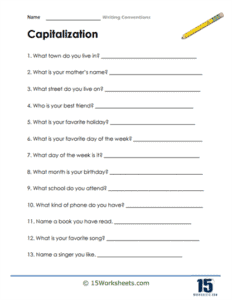 Writing Conventions Worksheets - 15 Worksheets.com